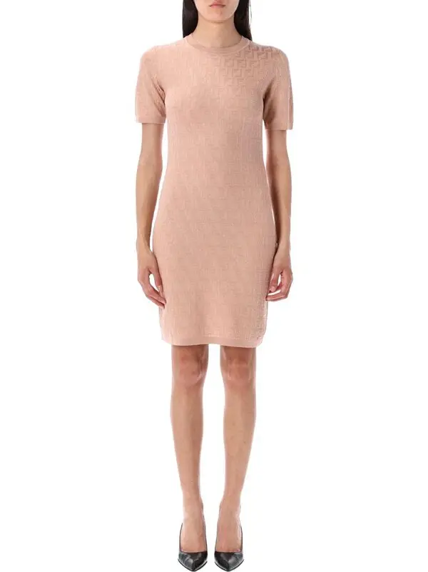 Fendi Ff Knit Mini Dress - Pink
