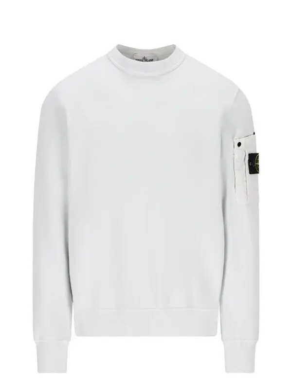 Stone Island Cotton Sweatshirt With Logo Patch - Blue