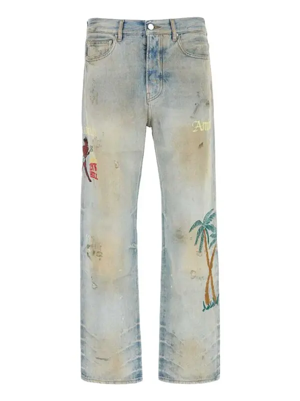 Amiri Embroidered Sinners Jeans - Perfectantiqueindigo
