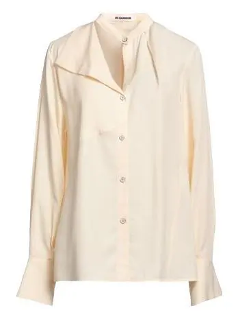 JIL SANDER Satin Shirt With Mandarin Collar - White