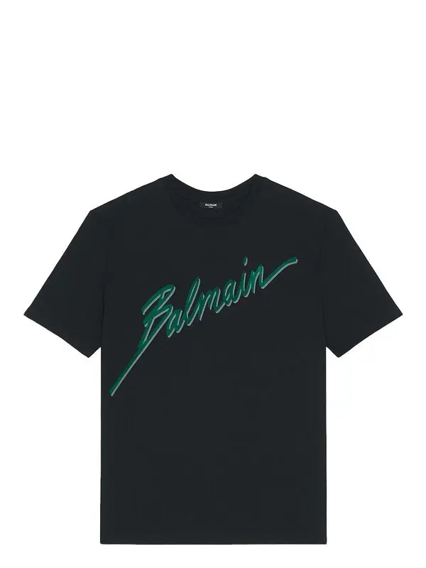 Balmain Letter Block T-shirt In Black - Noir & Emerald