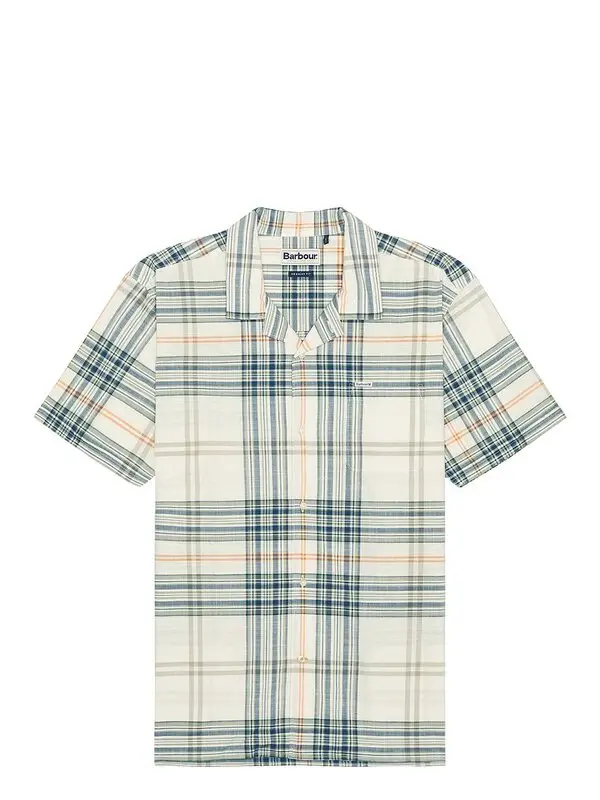 Barbour Berryfell Summer Fit Shirt In White,blue - Whisper White