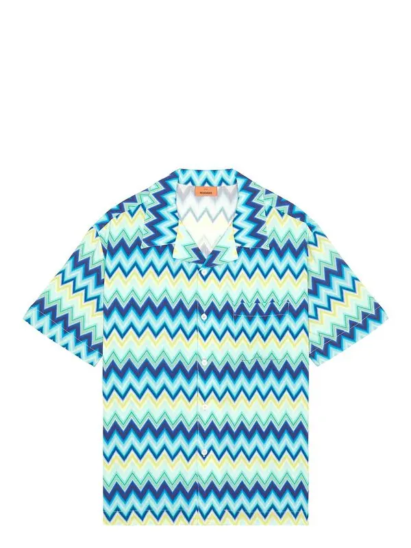 Missoni Short Sleeve Shirt In Teal - Blue & Green Tones