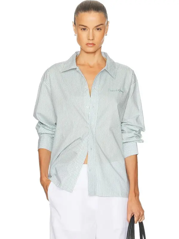 MUSEUM OF PEACE & QUIET Wordmark Button-up Shirt - Baby Blue