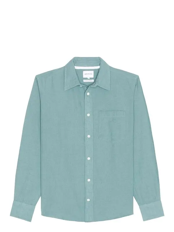 Norse Projects Algot Relaxed Cotton Linen Shirt In Blue - Greyish Blue