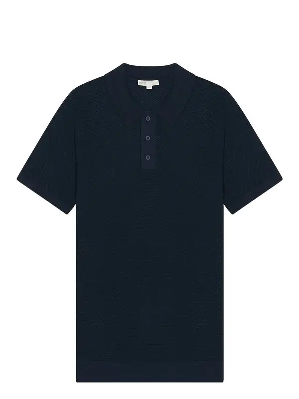 Onia Cotton Textured Knit Polo In Blue - Deep Navy