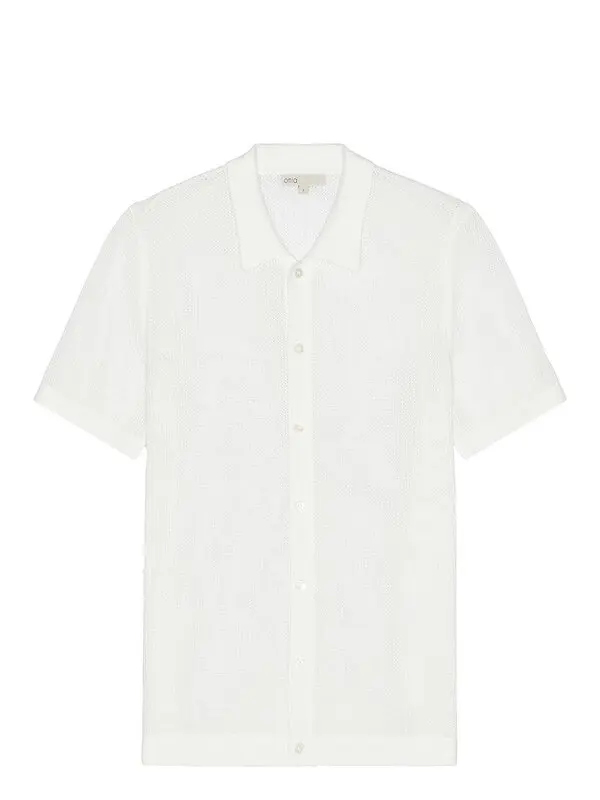 Onia Crochet Knit Button Up Shirt - White