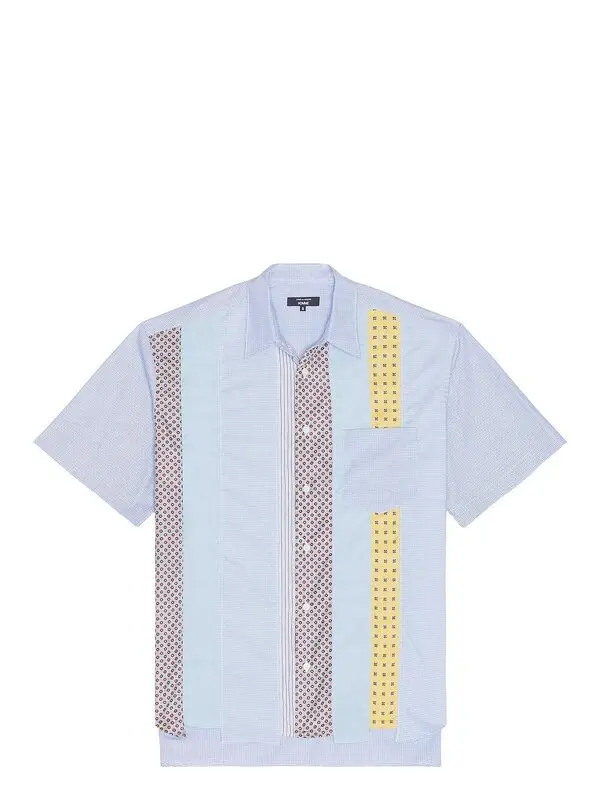 Comme Des Garçons Check And Multi Fabrics Shirt In Blue - White  Sax  & Navy