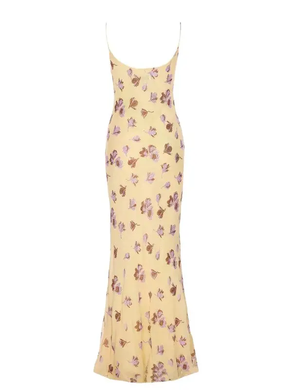 SELF-PORTRAIT Floral-print Rhinestone Maxi Dress - Yellow