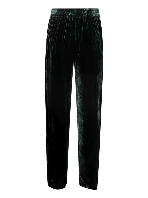BIANCO LEVRIN Velvet Elasticated-waist Trousers - Green