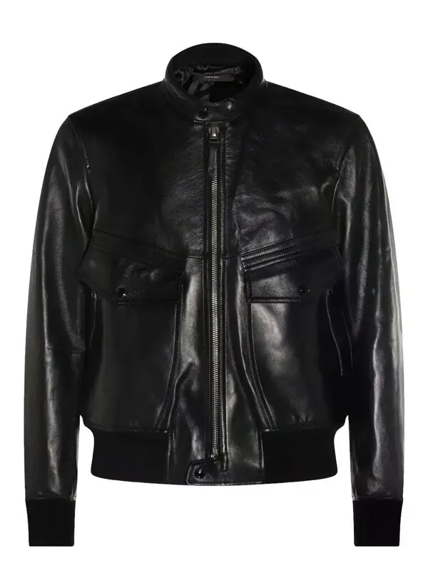 TOM FORD Zip-front Leather Jacket - Black