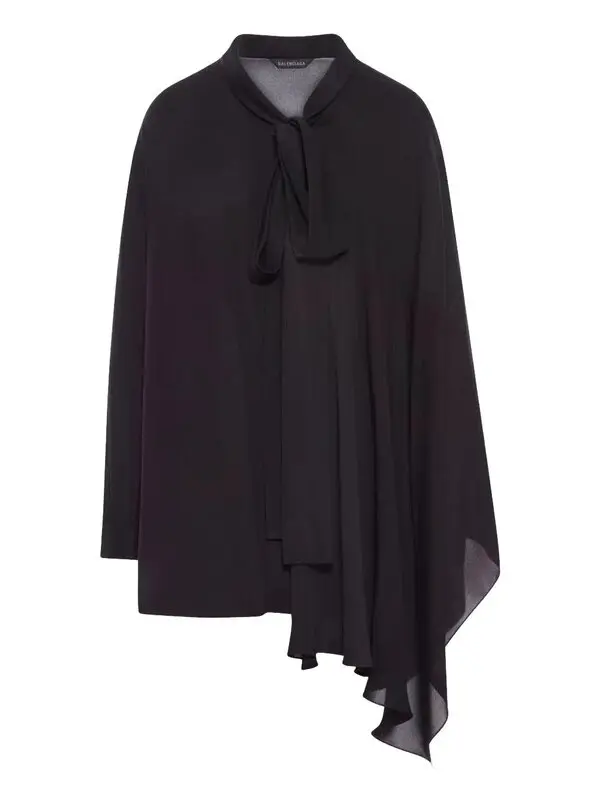 Balenciaga Asymmetric Neck-tie Blouse - Black