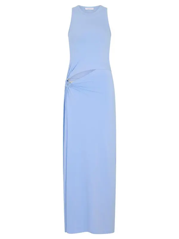 Rabanne Cutout Cotton-jersey Midi Dress - Blue