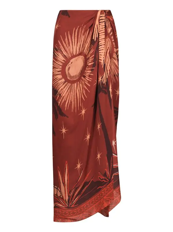 Johanna Ortiz Dance Floor Silk Maxi Skirt - Burgundy