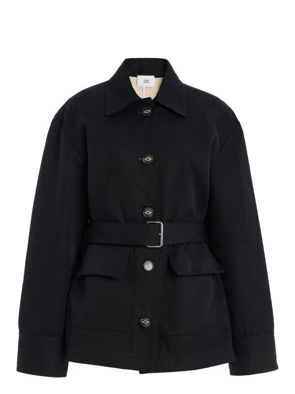 Adam Lippes Belted Cotton-twill Barn Jacket - Black
