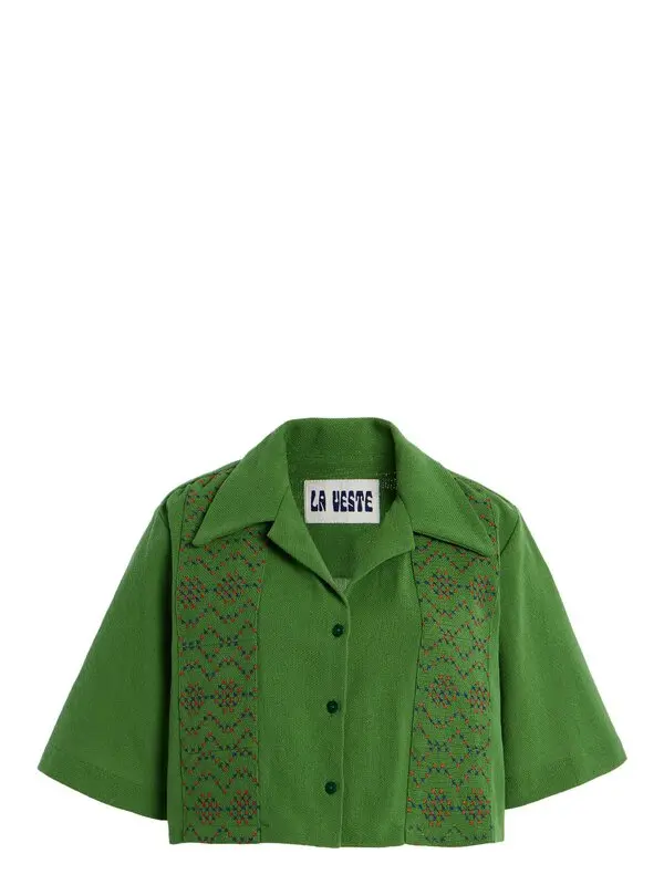 La Veste Juggle Patchwork Cotton Shirt - Green