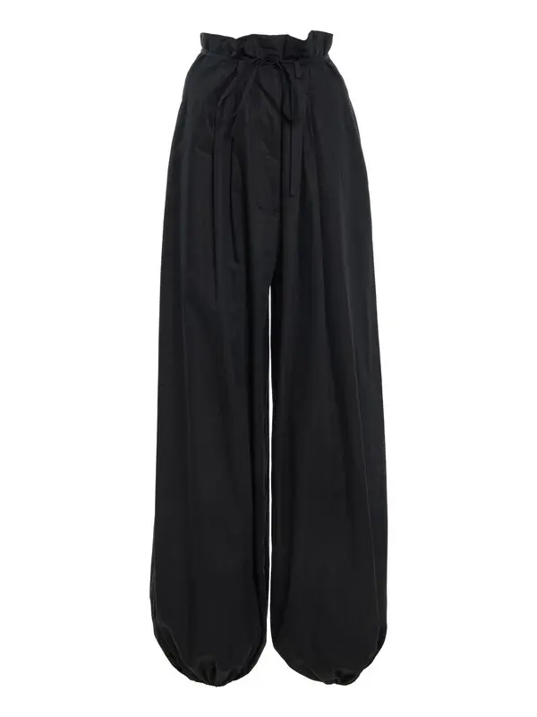Adam Lippes Cotton-poplin Wide-leg Pants - Black