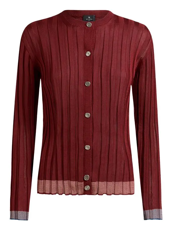 Etro Ribbed-knit Cardigan - Burgundy