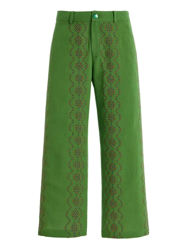 La Veste Punto De Cruz Cotton Pants - Green
