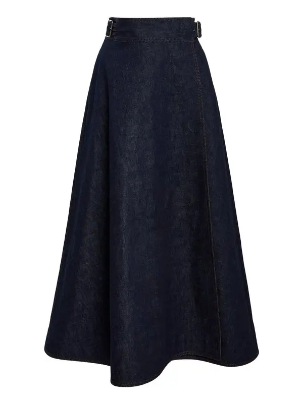 Adam Lippes Wrap Denim Midi Skirt - Dark Wash