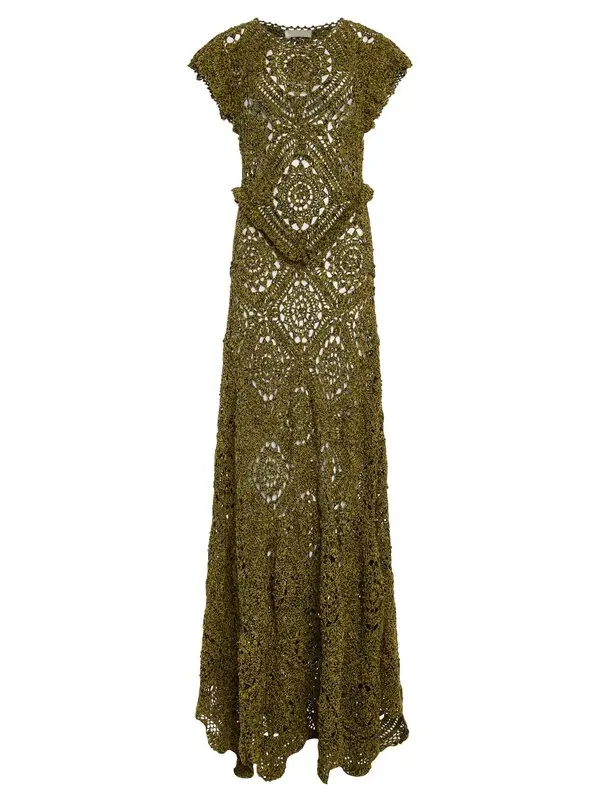 Ulla Johnson Annalisa Cotton-crochet Maxi Dress - Green