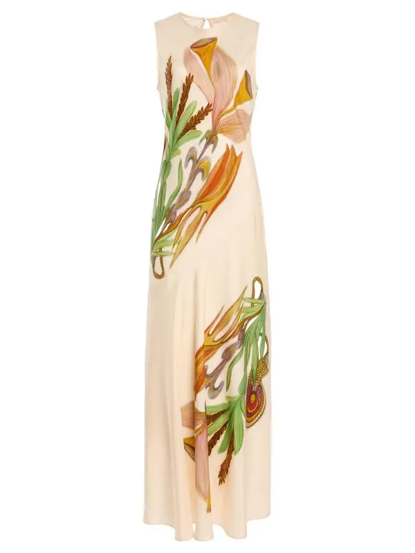 Ulla Johnson Gaea Printed Silk Maxi Dress - White
