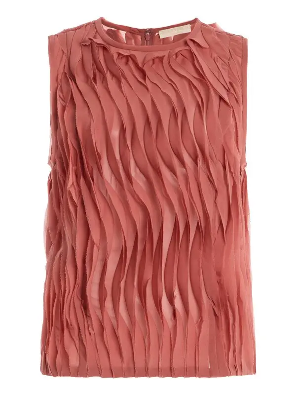Ulla Johnson Celina Pleated Raw-edge Silk-blend Top - Pink