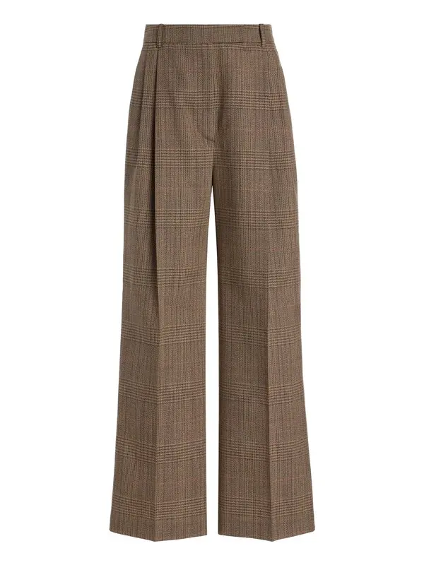 RÓHE Prince Of Wales Checked Mid-rise Wool Trousers - Brown