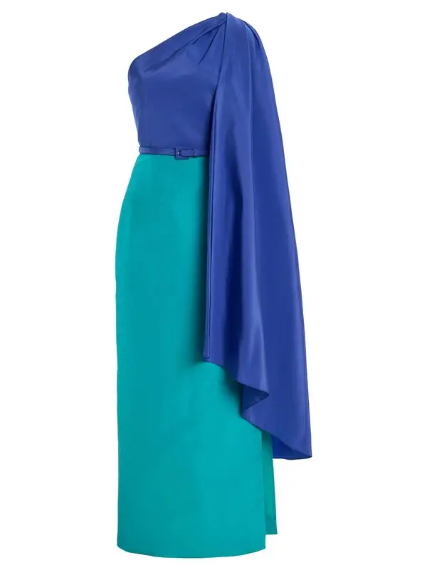 Carolina Herrera Asymmetric Silk-faille Dress - Turquoise
