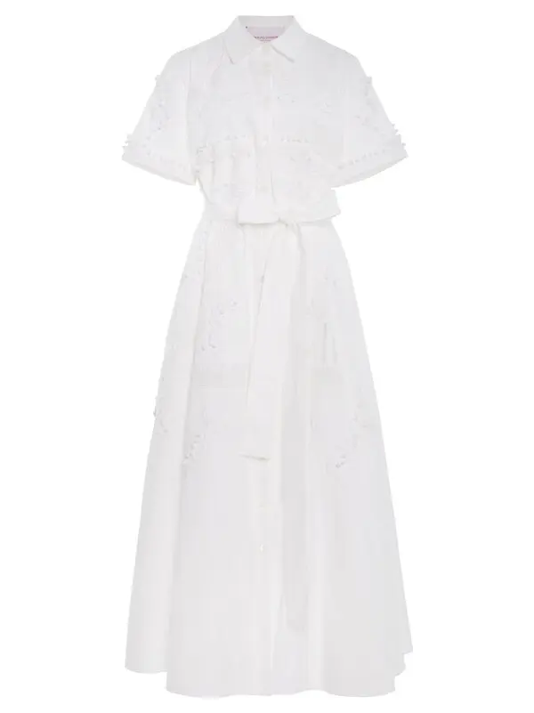 Carolina Herrera Embroidered Stretch-cotton Shirt Dress - White