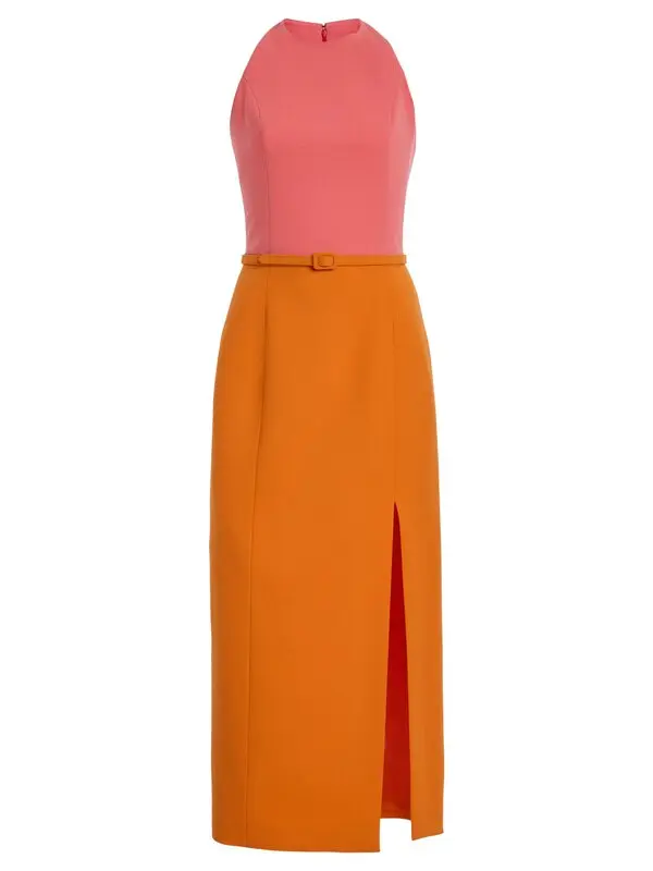 Carolina Herrera Belted Bi-stretch Wool Tailored Midi Dress - Multi