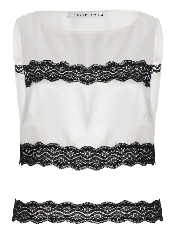 THIRD FORM Lace-inset Satin Top - Ivory