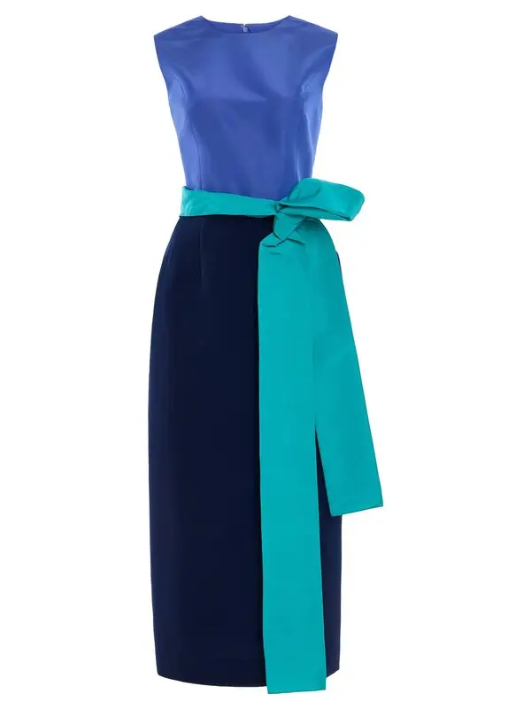 Carolina Herrera Sash-detailed Stretch-crepe Dress - Navy