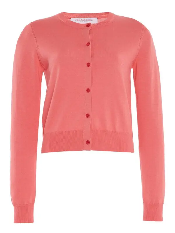 Carolina Herrera Signature Silk-cotton Cardigan - Pink