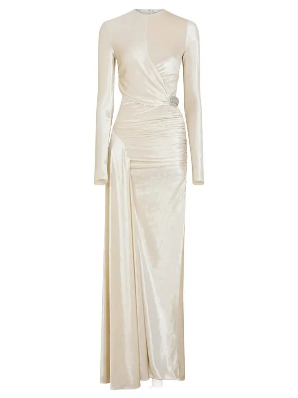 Rabanne Stretch-velvet Cutout Gown - Ivory