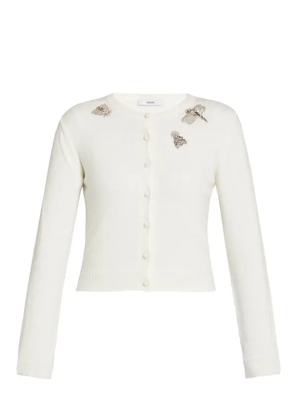 Erdem Embellished Wool-blend Cardigan - White