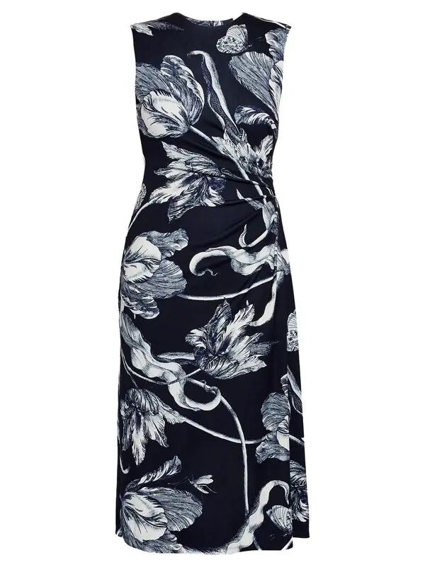 Erdem Sleeveless Draped Midi Dress - Navy