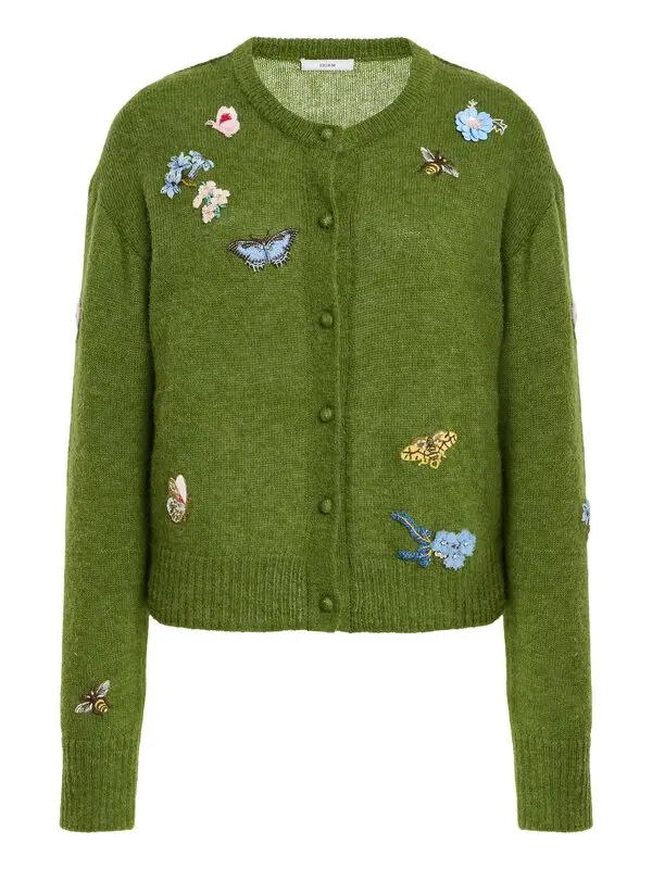 Erdem Embellished Alpaca-blend Cardigan - Green