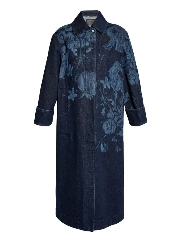 Erdem Embroidered Denim Coat - Dark Wash