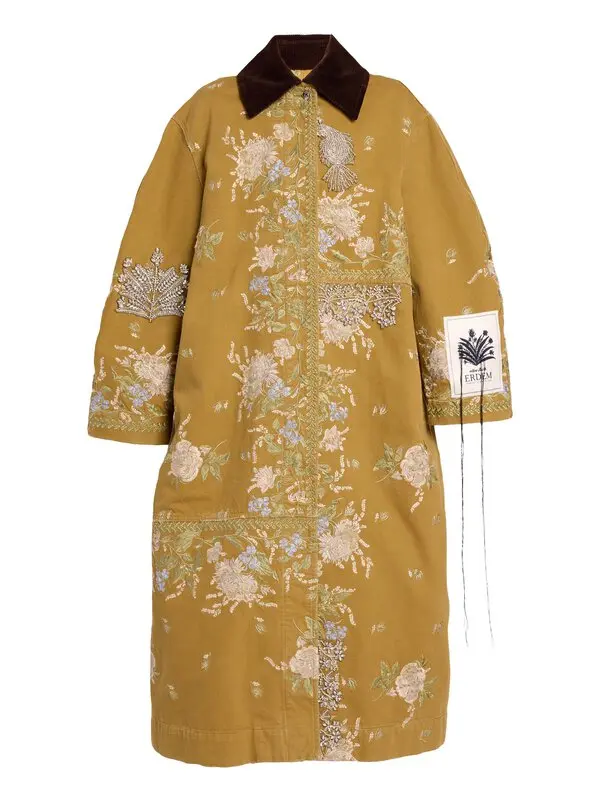 Erdem Embroidered Cotton Coat - Tan