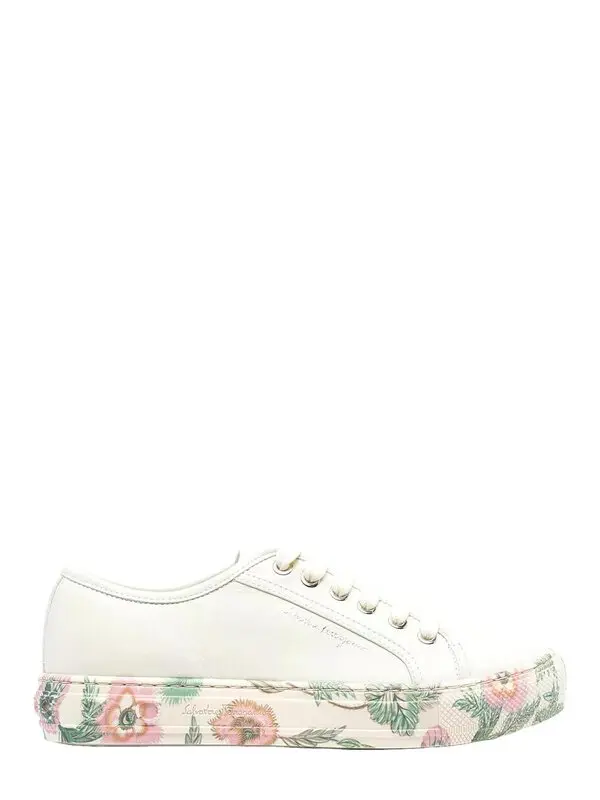 FERRAGAMO Floral-trim Low-top Sneakers - Neutrals