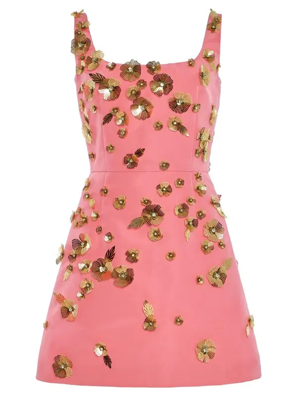 Carolina Herrera Embellished Silk-faille Mini Dress - Pink