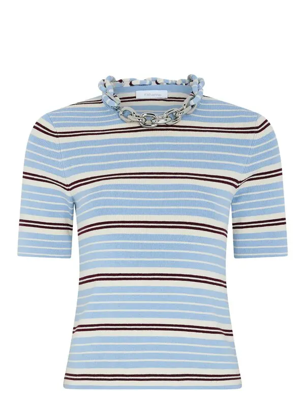Rabanne Chain-link Collar Striped Knit Top - Stripe