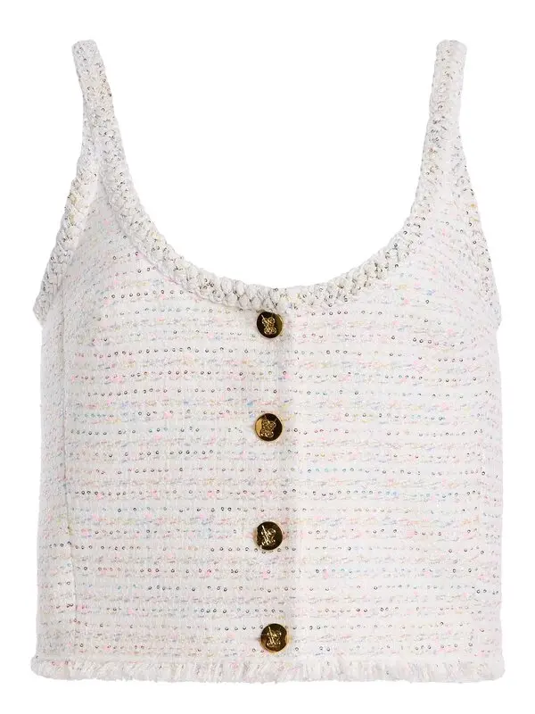 Giambattista Valli Cropped Tweed Top - Ivory