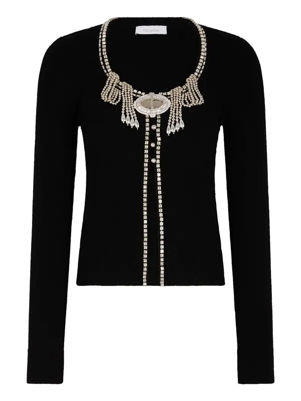 Rabanne Crystal-embellished Knit Cardigan - Black