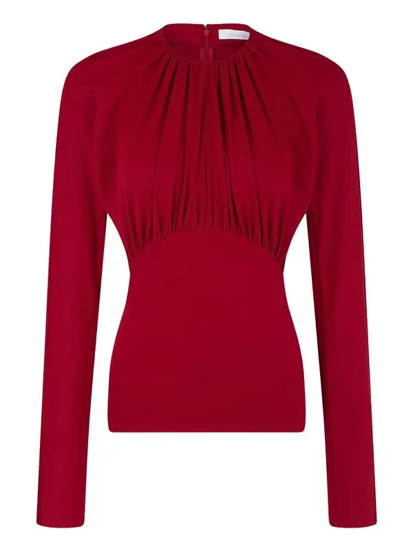 Rabanne Gathered Bodice Jersey Top - Red