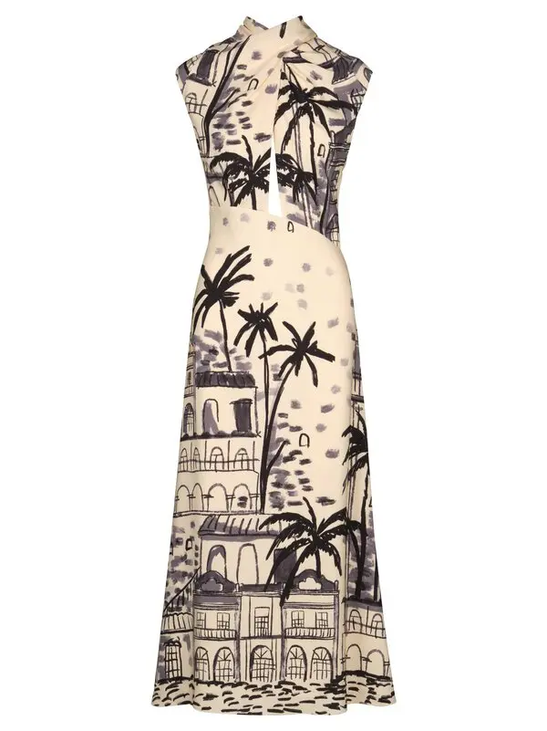 Johanna Ortiz Interdimensional Silk Maxi Dress - Black,white