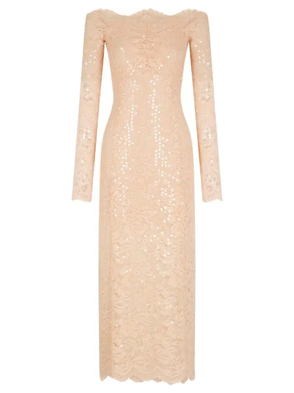 Rabanne Scalloped Maxi Dress - Pink
