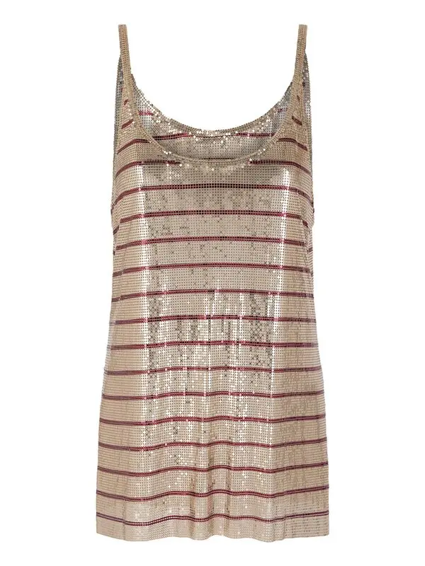 Rabanne Metallic Mesh Tank Top - Stripe