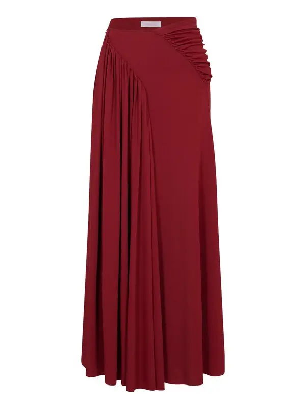 Rabanne Ruched Jersey Maxi Skirt - Red
